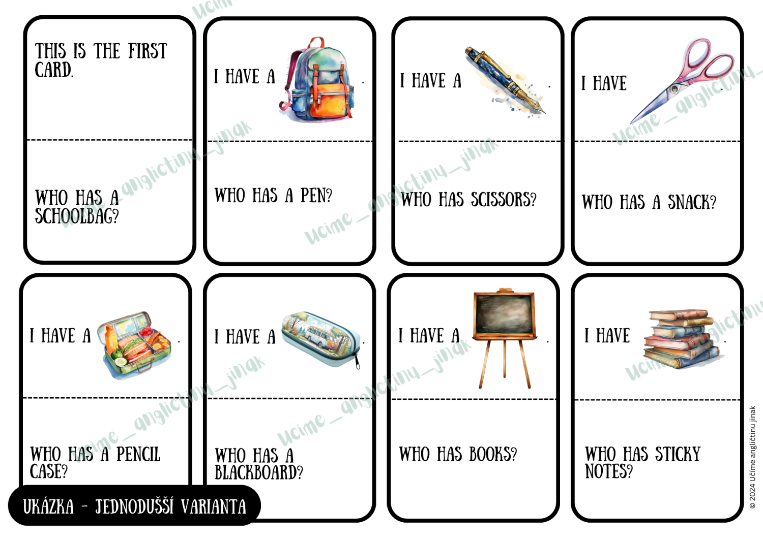 I have who has - school supplies // školní předměty - já mám kdo má ...