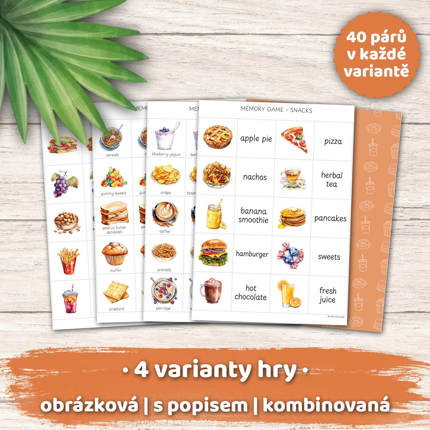 Anglické PEXESO | SNACKS | Učitelnice