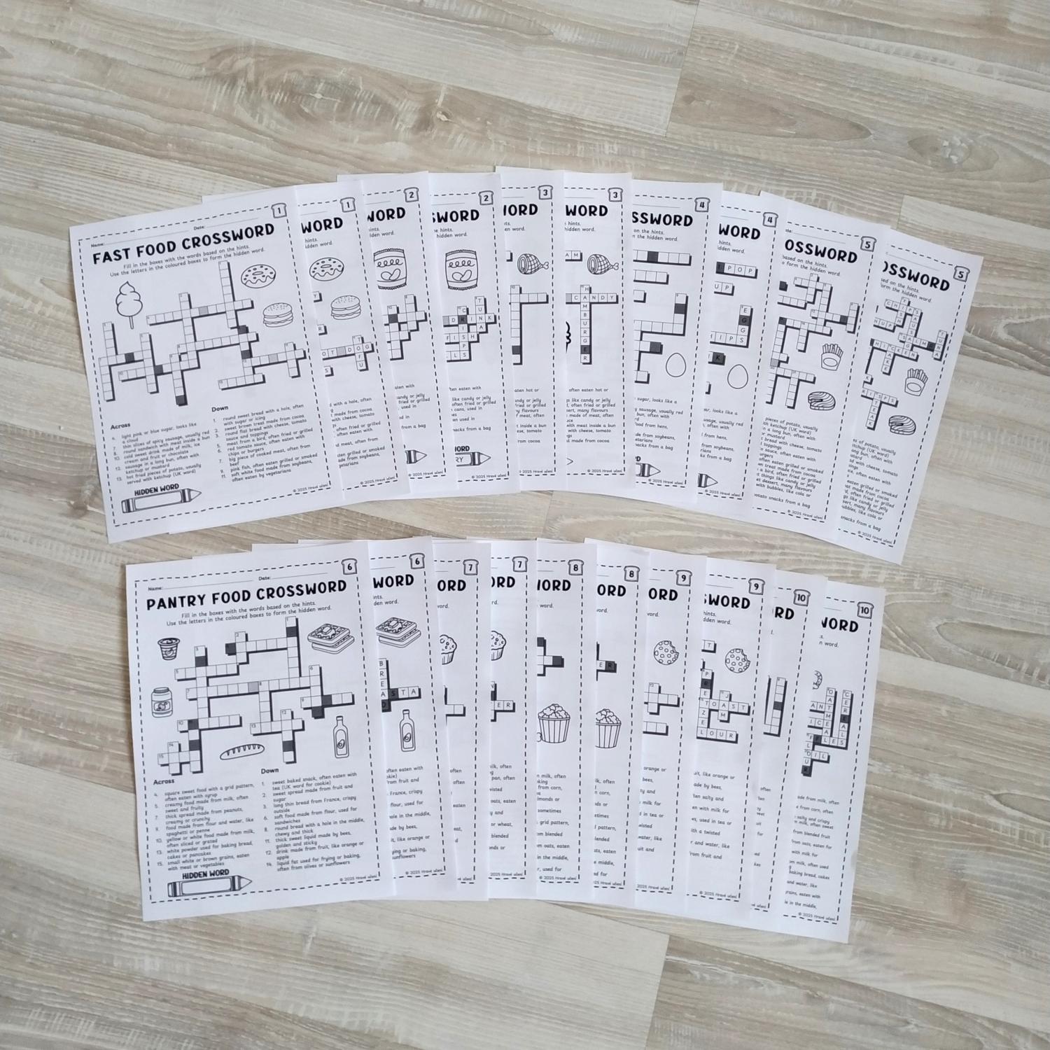 FAST FOOD & PANTRY FOOD CROSSWORDS - Hidden Words | Anglické křížovky ...