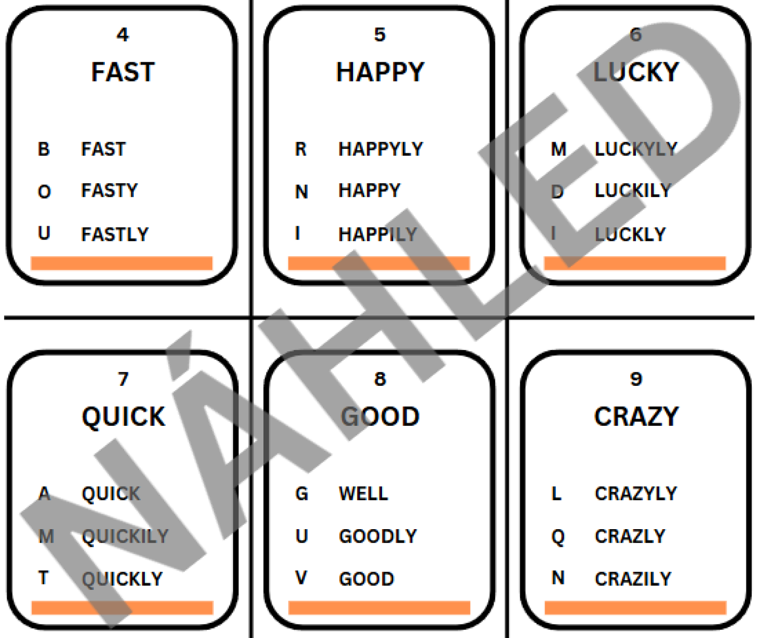 Adverbs from adjectives Scavenger hunt - orange edition | Učitelnice