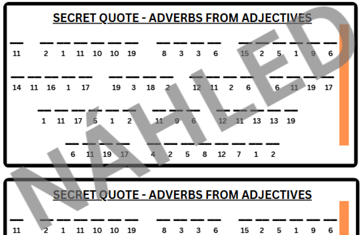 Adverbs from adjectives Scavenger hunt - orange edition | Učitelnice