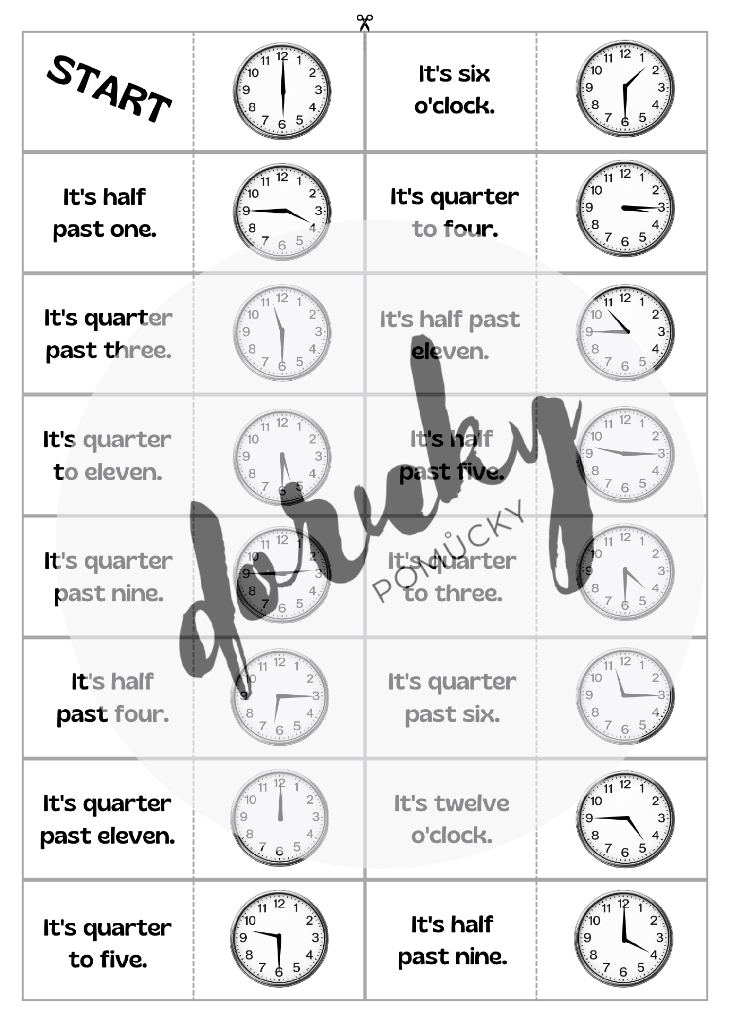 What time is it - Domino (o'clock, quarter past, half past, quarter to ...