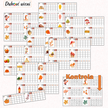 Matematické tabulky pro druháčky s podzimními obrázky | Učitelnice