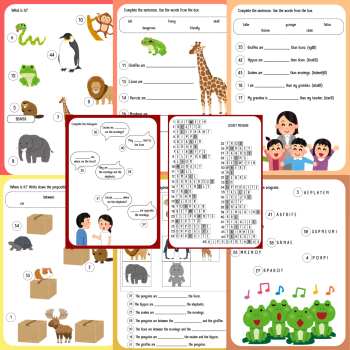 ZOO animals, prepositions, comparatives - escape room | Učitelnice