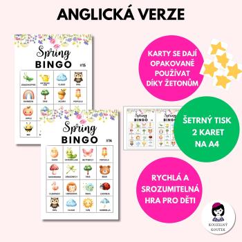 Anglické jarní bingo - hra pro děti | Velikonoce | Jaro | Učitelnice